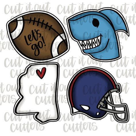 Shark And Ms Football Mini Cookie Cutter Set Cut It Out Cutters