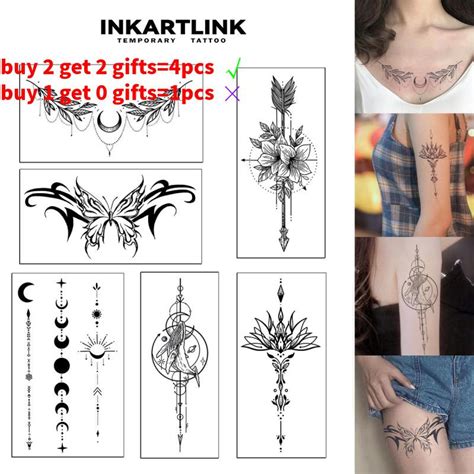 6 Sheetsset New Design Temporary Tattoo Stickers Herbal Juice Tattoo