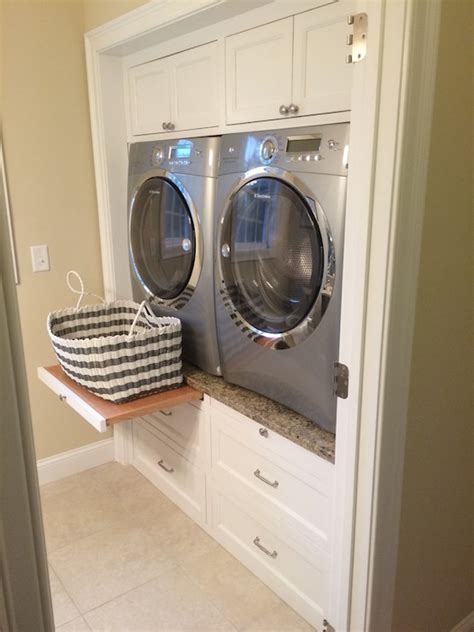 Built In Washer Dryer Platform Contemporary Laundry Room