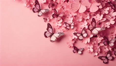 Pink Flowers And Butterflies  By Patrika  Abyss