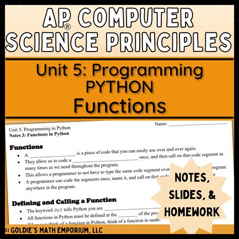 Goldies Ap® Csp Programming In Python Lesson 3 Functions Goldies