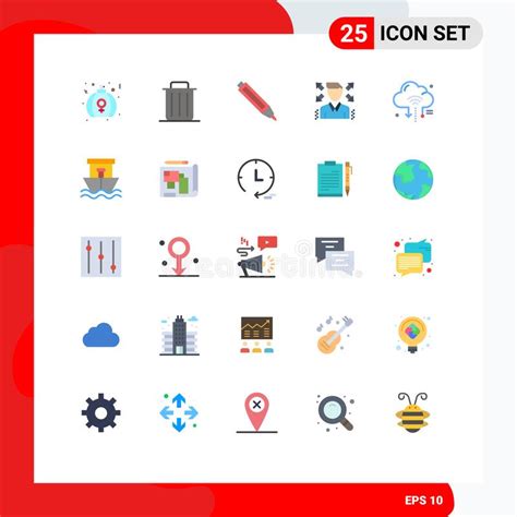 Pack Of 25 Creative Flat Colors Of Iot Profile Remove Man Pencil Stock Illustration