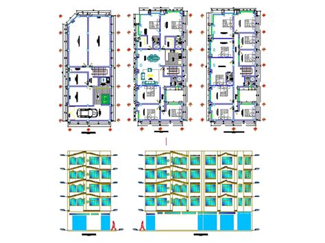 Edificio Multifamiliar En Dwg 121 Mb Librería Cad