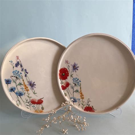 Handmade Ceramic Plate Pottery Plate Handmade Botanical Ceramic Plate