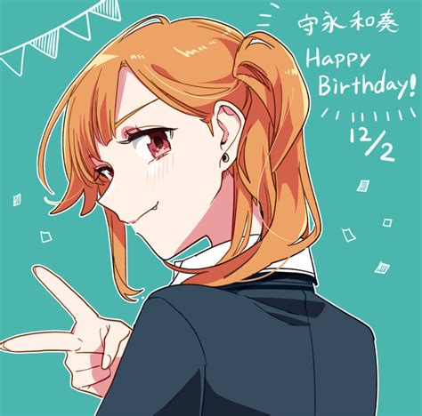 Safebooru 1girl Absurdres Blue Background Blush Character Name Closed