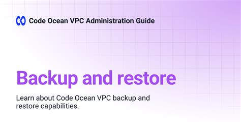 Backup And Restore V221 Code Ocean Vpc Administration Guide