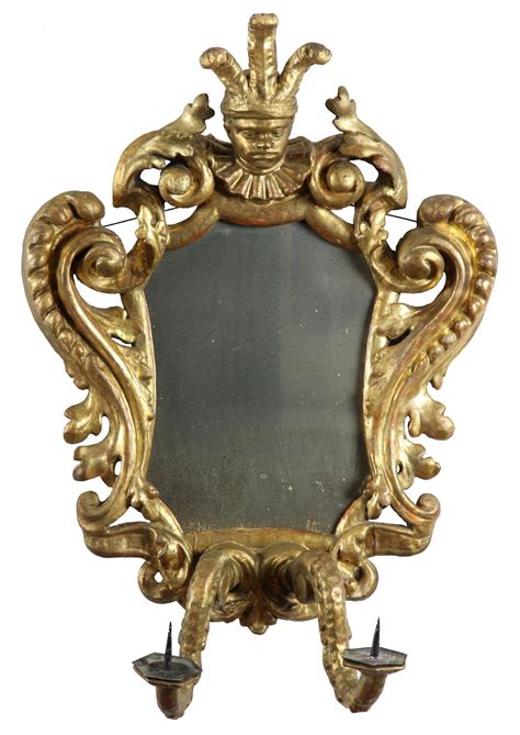 Carved Rococo Gilt Mirror With Jester Continental 17th 18th Century