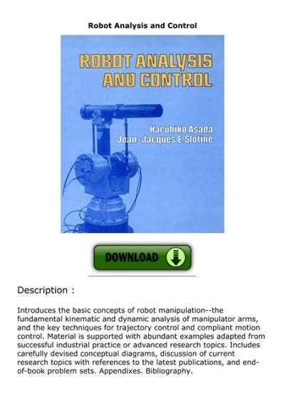 PDF Robot Analysis And Control