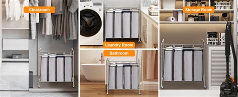 Vevor Laundry Sorter Cart 4 Section Laundry Hamper With Heavy Duty Lockable Wheels And 4
