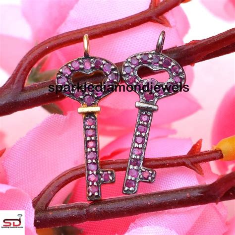 Buy 5 Pcs Ruby Key Pendant 925 Silver Jewelry Gemstone Key Pendant
