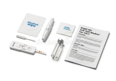 Hiv Test Kit Components Laid Out On White Background Stock Illustration