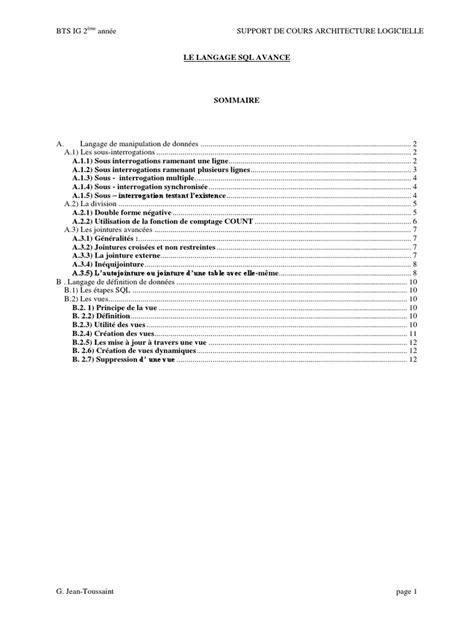 sql cours pdf