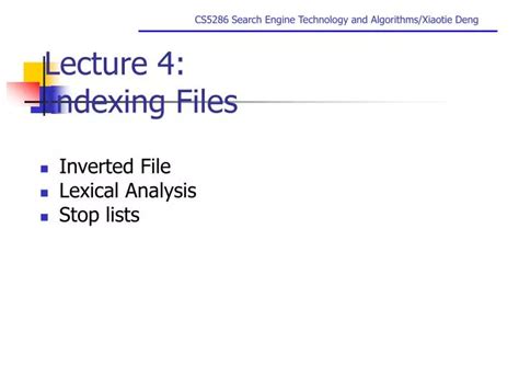 Ppt Lecture 4 Indexing Files Powerpoint Presentation Free Download