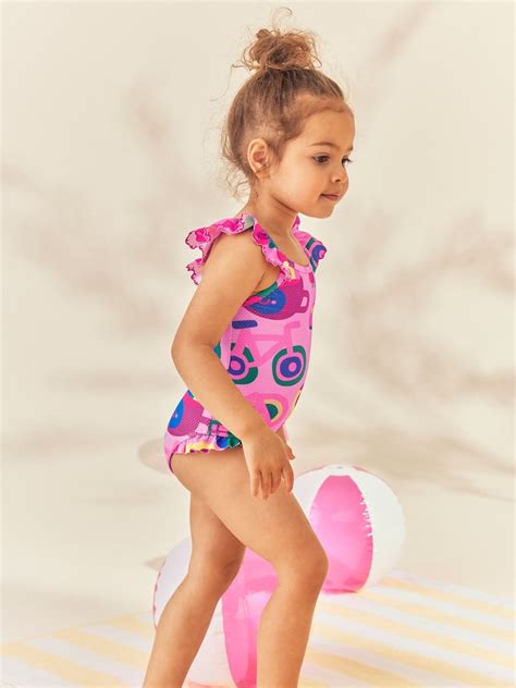 Buy Pink Character Stampy Frill Swimsuit 3mths 7yrs From The Next Uk