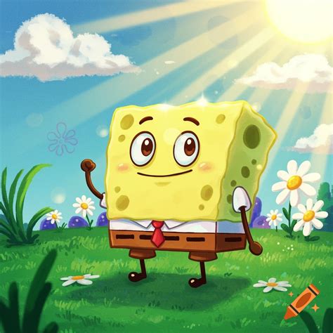 A Vibrant Cartoon Depiction Of A Yellow Sponge Like Character