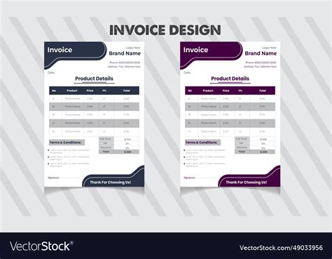 Invoice Design Royalty Free Vector Image VectorStock