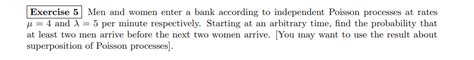 solved exercise 5 men and women enter a bank according to