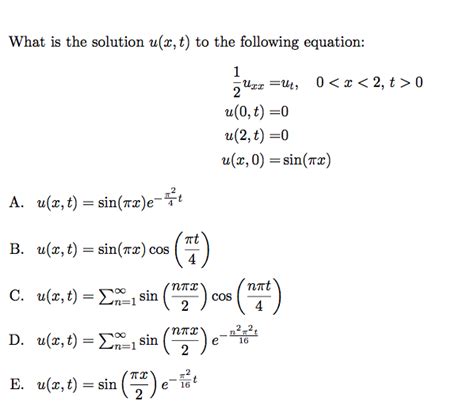 Solved What Is The Solution Ux T To The Following