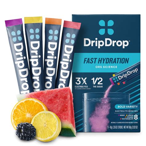 Dripdrop Electrolyte Powder Drink Mix For Fast Hydration Bold Variety