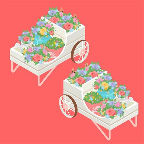 Premium Vector A Small Float Filled With Various Flowers