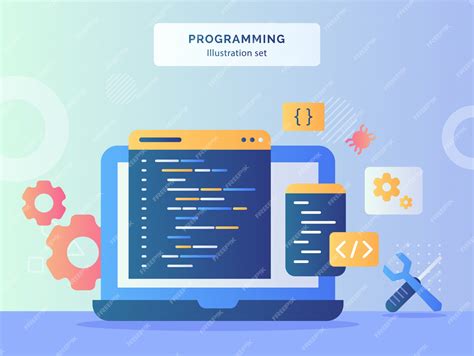Premium Vector Programming Illustration Set Coding Language Program