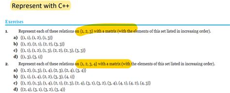 Solved Represent With C Exercises Represent Each Of Chegg Com