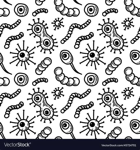 Unicellular Microorganism Seamless Pattern Vector Image