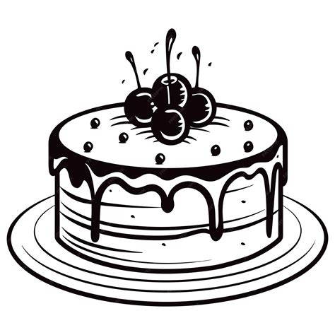 Premium Vector Birthday Cake Black And White Vector