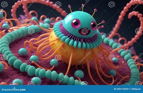Cheerful Microbial Creature On Coils Stock Image Image Of Playful