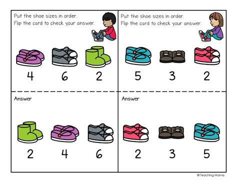 Shoe Size Sequencing Task Cards Teaching Mama
