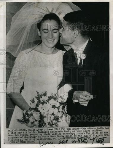 1967 Wirephoto Guy Gibson Smith Has Kiss Bride Margaret Elizabeth Rusk 10x775 Ebay
