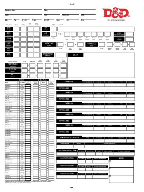 Dd Character Sheet Pdf
