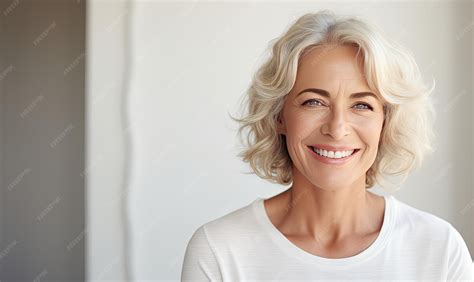 Premium Photo An Older Woman With White Hair Smiling