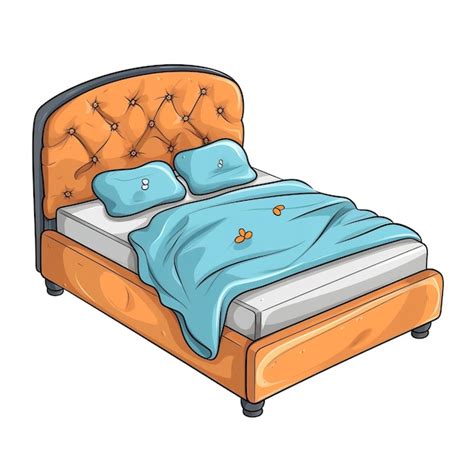 Ilustração Quadrada De Desenho Animado De Objeto De Quarto De Cama Confortável Foto Premium