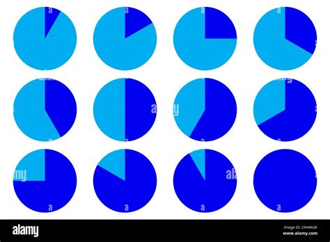 Set Of Vector Circular Charts With Different Blue Segments Blue And