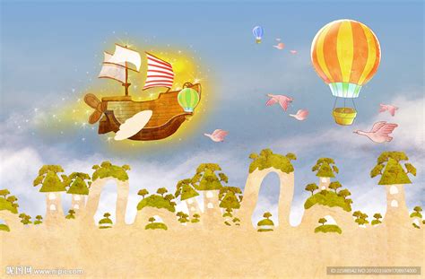 卡通天空之城背景设计图 PSD分层素材 PSD分层素材 设计图库 昵图网