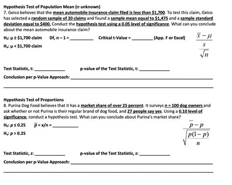 Solved Hypothesis Test Of Population Mean σ Unknown 7