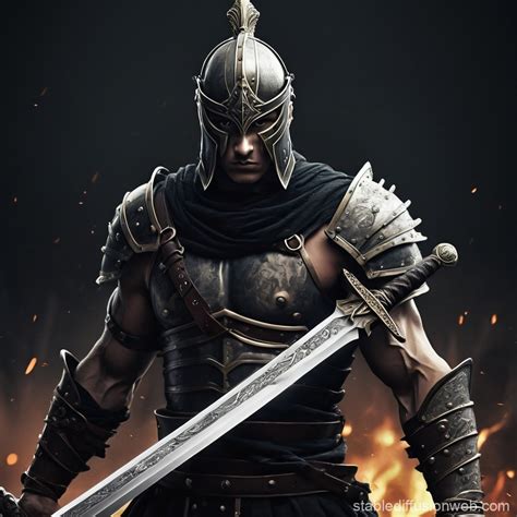 Dark Warrior With Sword Stable Diffusion Online