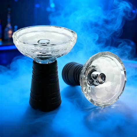 Premium Crystal Glass Hookah Bowl With Anti Slip Silicone Base Heat