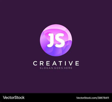 Js Initial Logo With Colorful Circle Template Vector Image