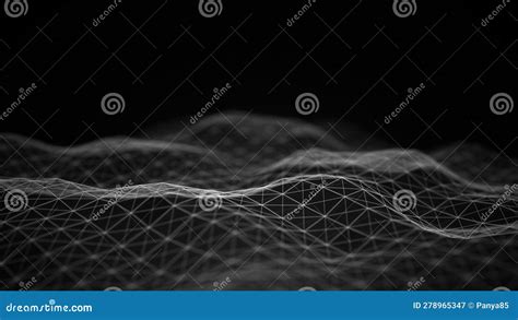 Abstract Flowing Smooth Surface Fractal Waves Background Grid Mesh Of
