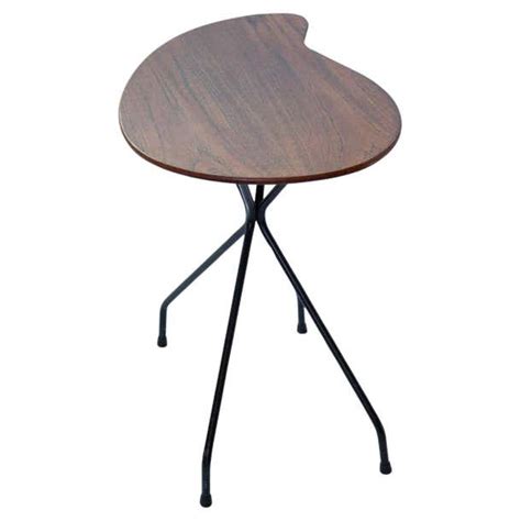 Scandinavian Midcentury Bean Shaped Side Table In Teak And Steel For