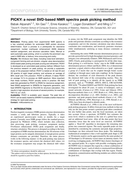 Pdf Picky A Novel Svd Based Nmr Spectra Peak Picking Method