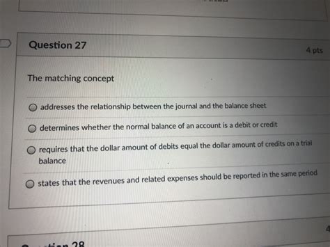 Solved Question 27 4 Pts The Matching Concept O Addresses Chegg Com