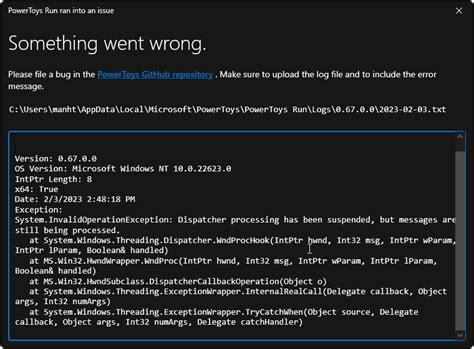 Powertoy Run Crashed After Updating To V0670 Version · Issue 23807 · Microsoftpowertoys
