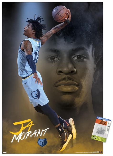 Nba Memphis Grizzlies Ja Morant 20 Wall Poster With Pushpins 22375 X 34