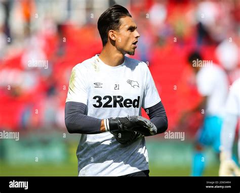 Derby County Goalkeeper Kelle Roos Warming Up Before The Game Stock