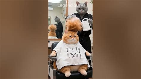 Funny Cat Haircut At Salon 😺 ️ Cute Cat Barber Meme Video 2025shorts