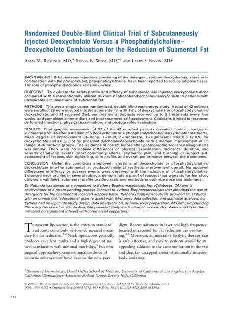 Randomized Double Blind Clinical Trial Of Subcutaneously Injected