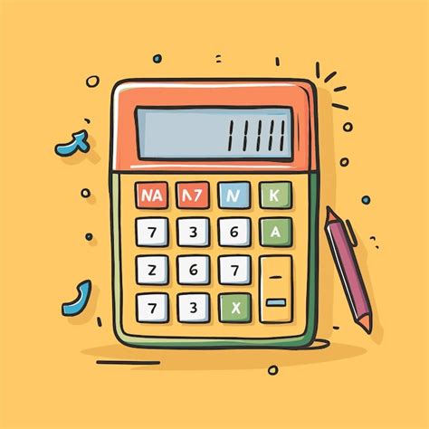 Um Desenho De Uma Calculadora Com Uma Caneta Nela Vetor Premium